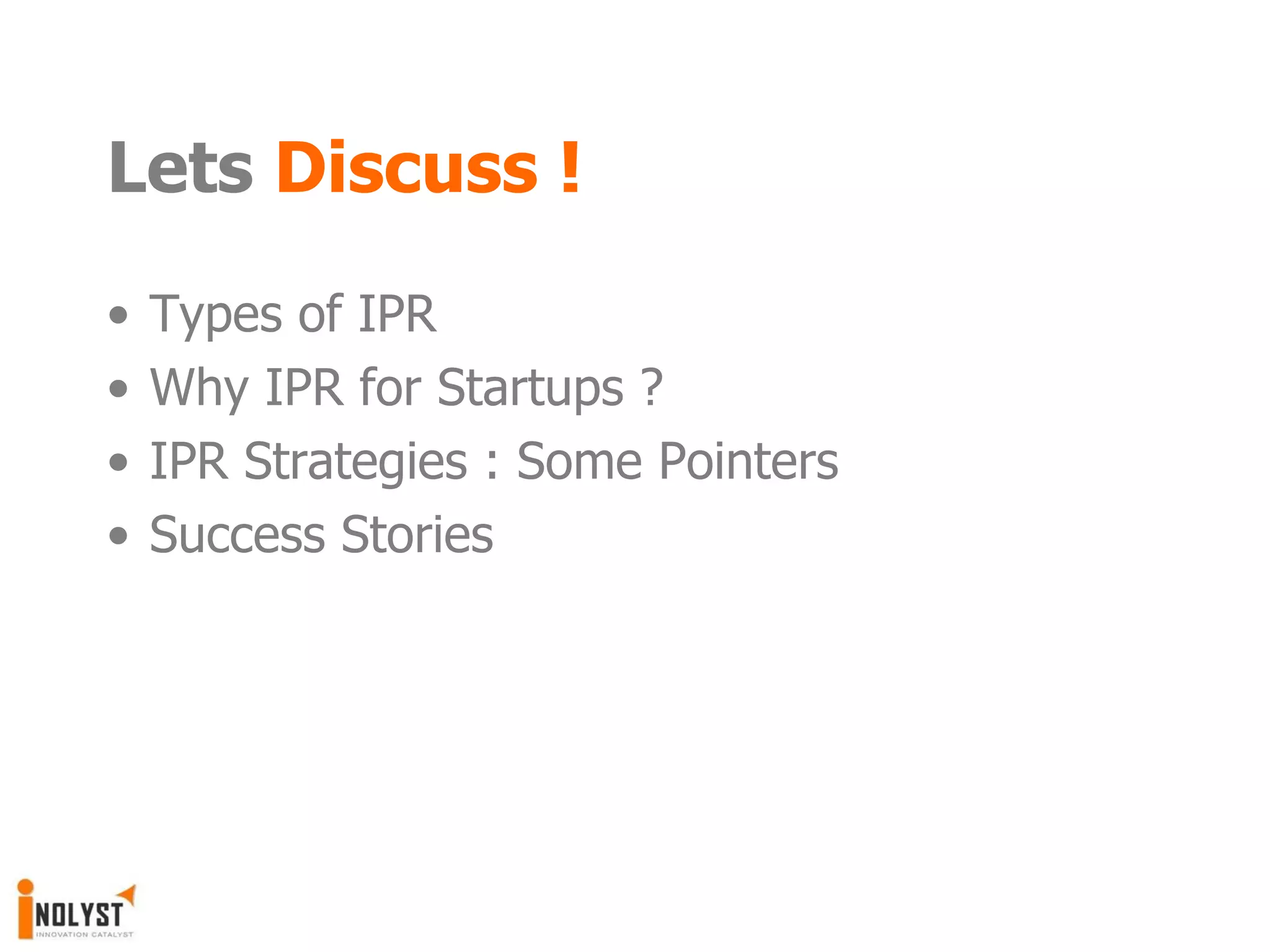 IPR Strategies for Startups - presented at BangaloreIT.biz