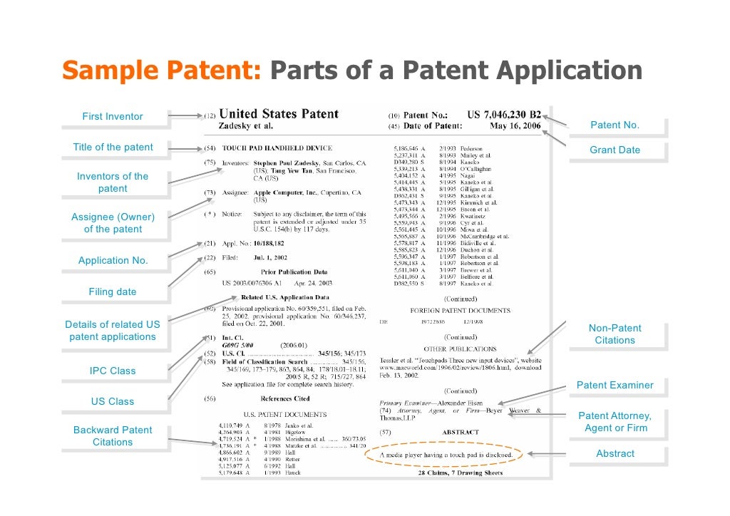 Sample Patent: Parts of a