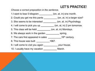 preposition ----- on, at (time n place).pptx