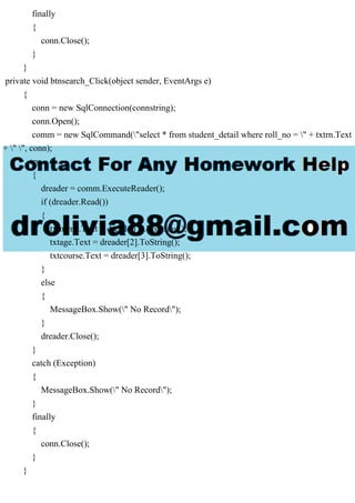 in order to save data from access database and search from it in c# .pdf