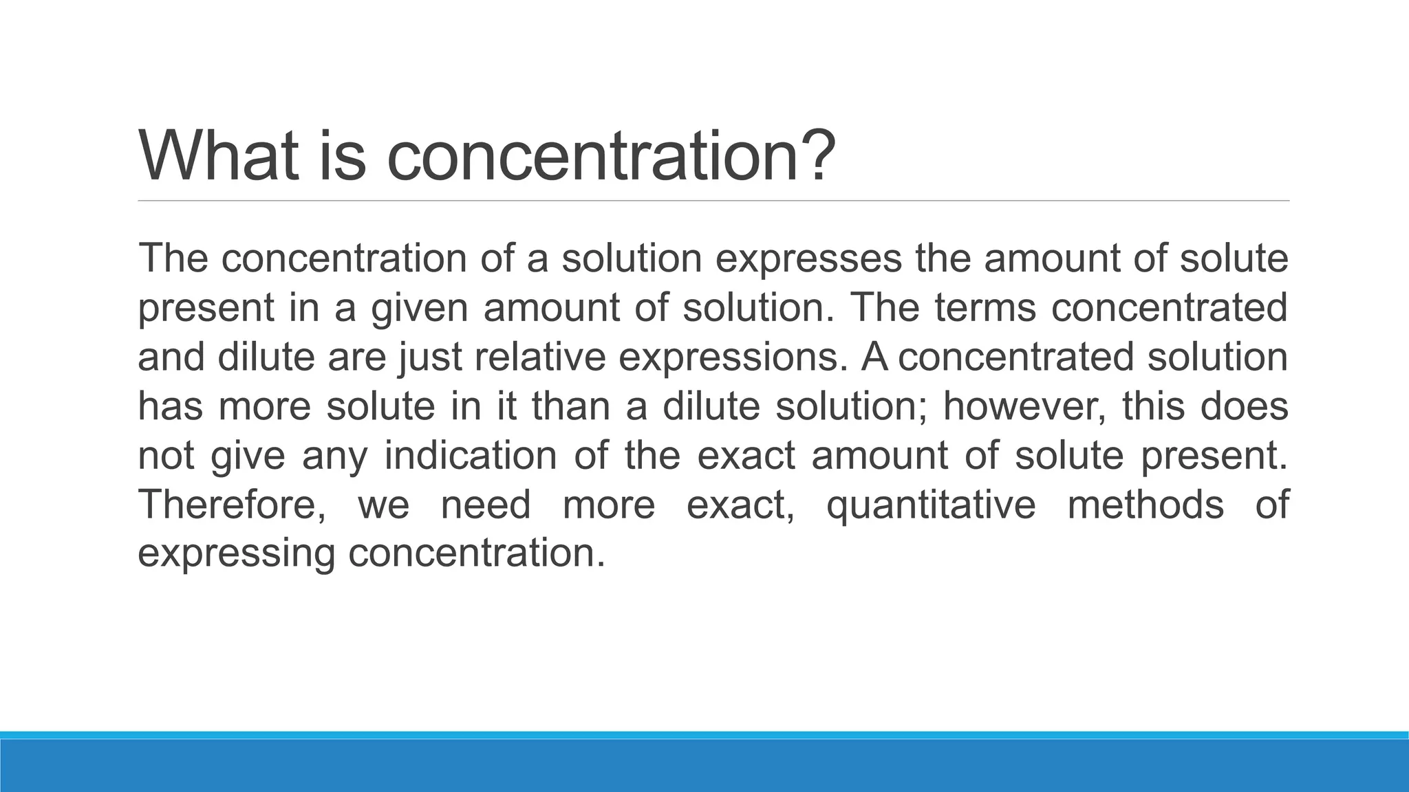 Quantitative Expressions of the Concentration of Solutions | PPTX
