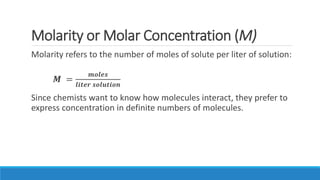 Quantitative Expressions of the Concentration of Solutions | PPTX
