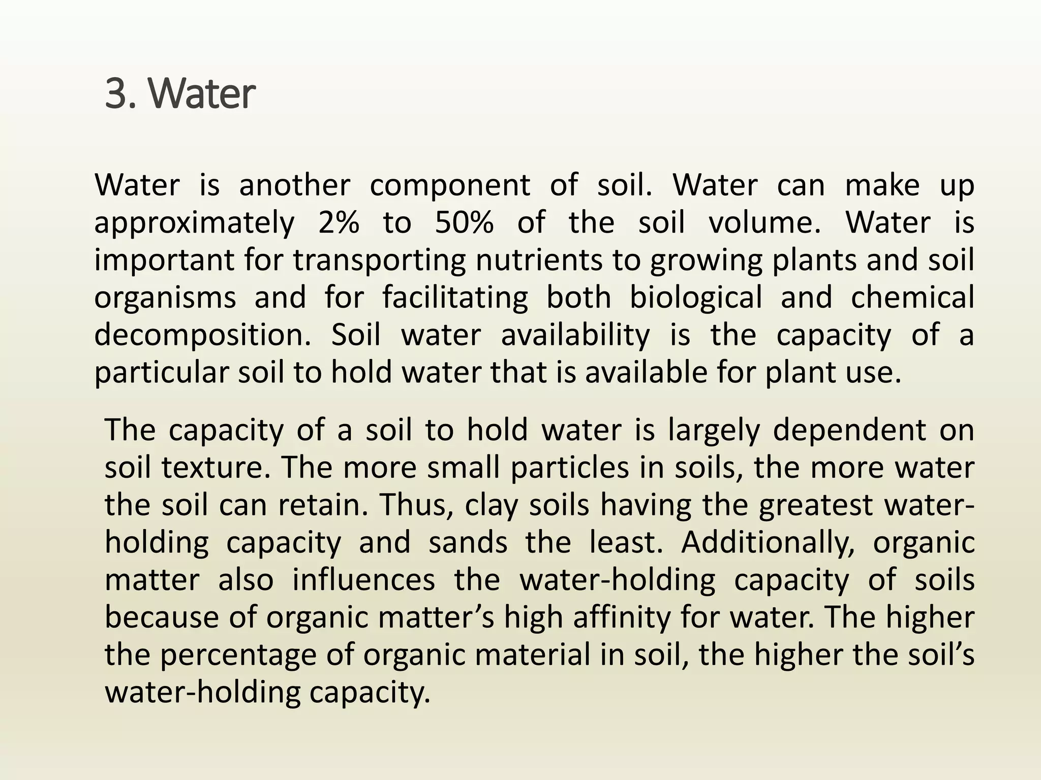 Inorganic and organic components of soil (soil composition) | PPTX