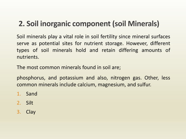 Inorganic and organic components of soil (soil composition) | PPTX ...