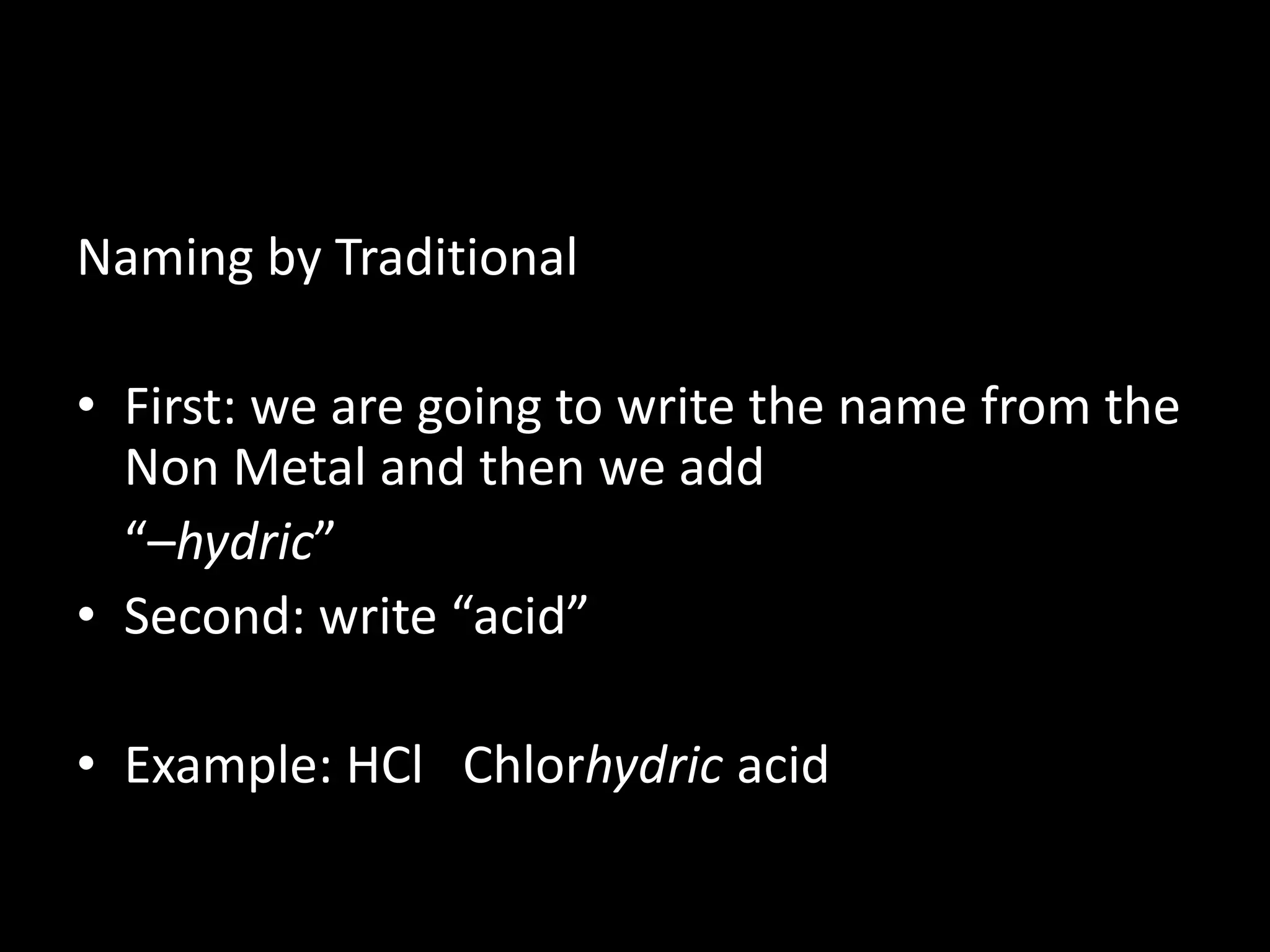 ACIDS: Inorganic binary compounds writing and naming | PPT