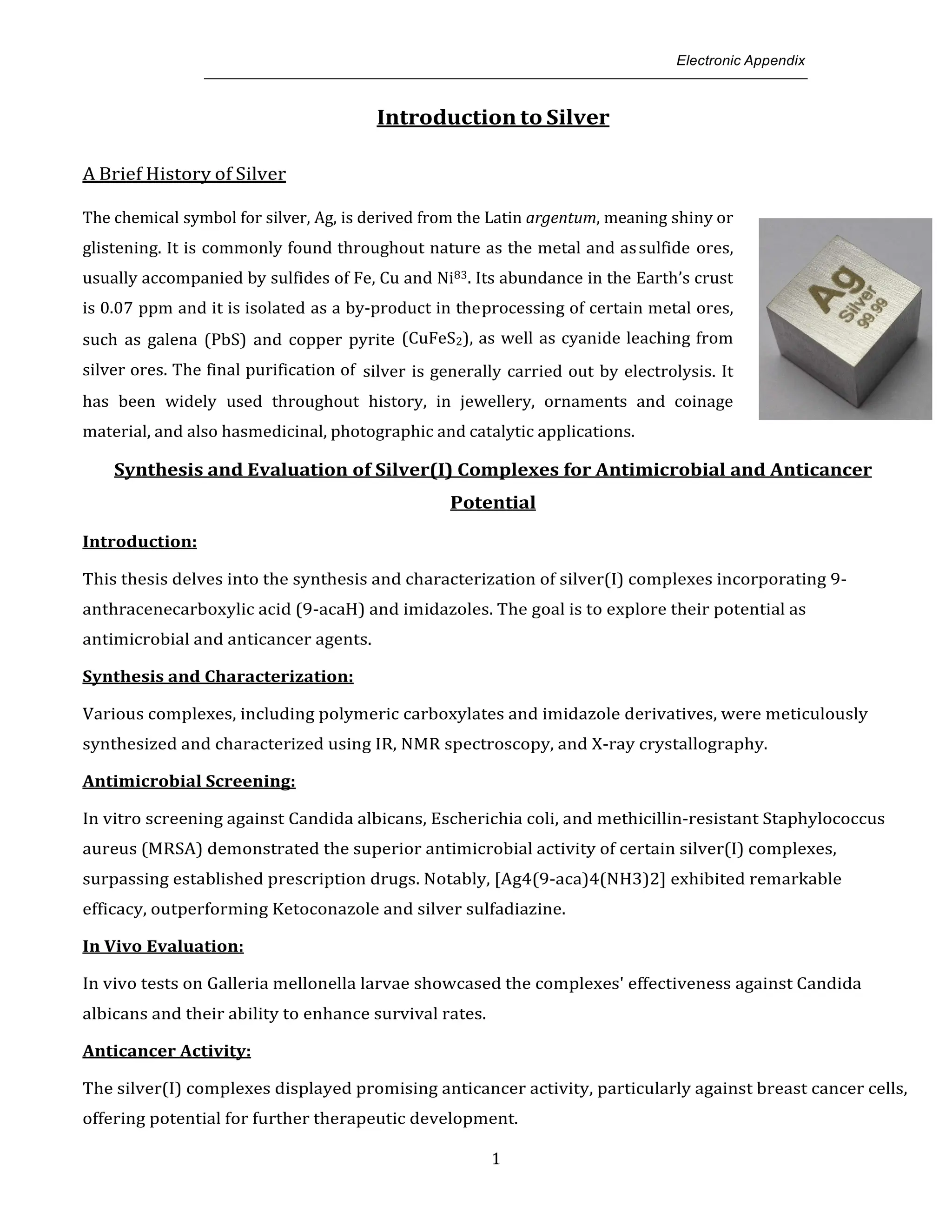 Importance of Silver In Medical Science as Drug | PDF