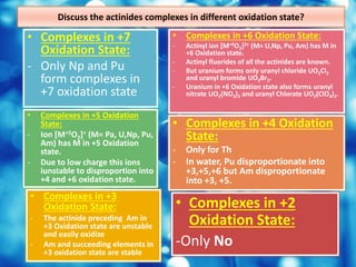 actinide complexes and uses, Inorganic chemistry | PPTX