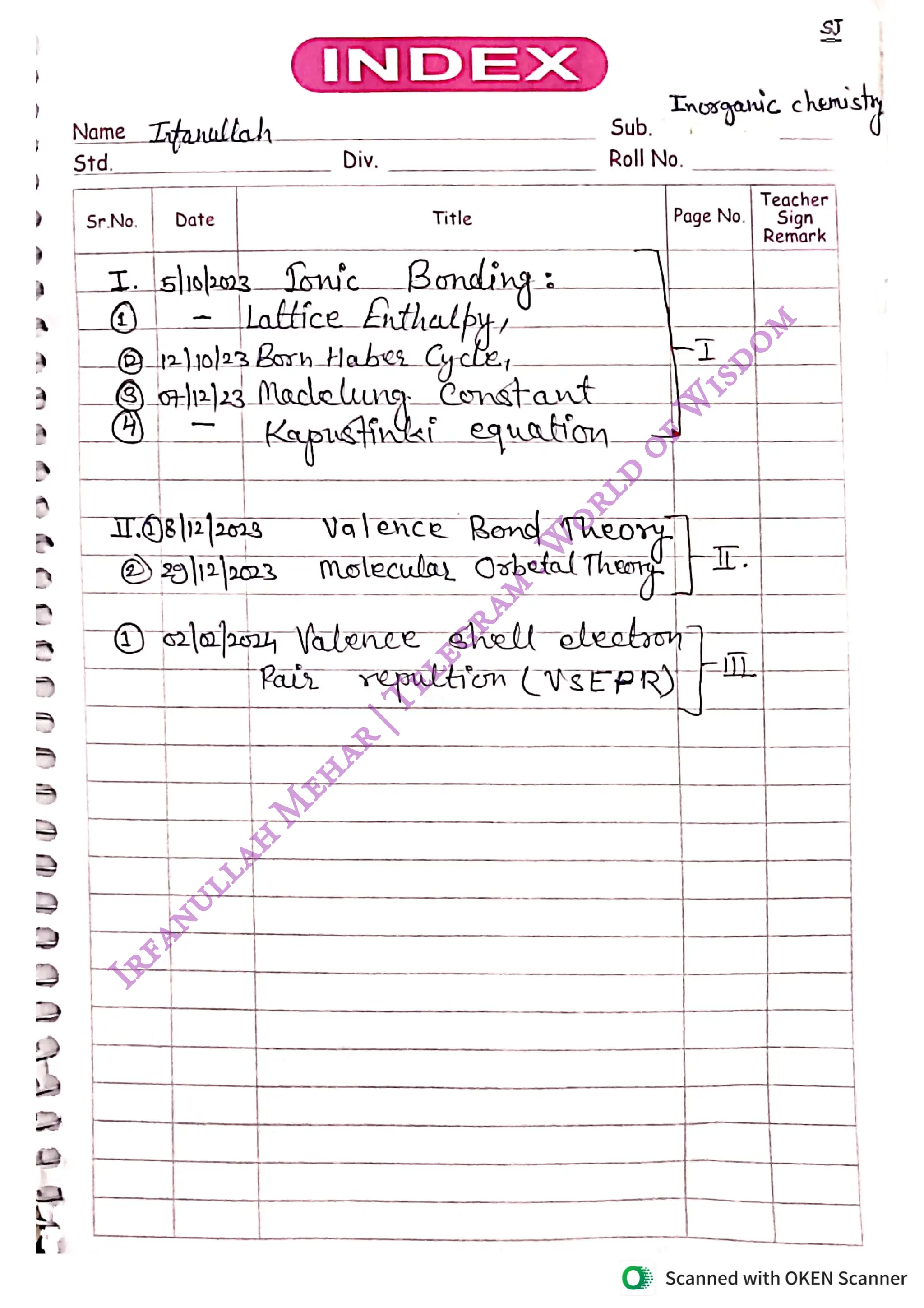 MOT , VBT , Ionic Bonding, VSPER Theory BSc 1st Sem Inorganic Chemistry ...