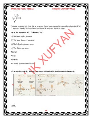 Inorganic Chemistry - Topic Wise Multiple Choice By Malik Xufyan | PDF