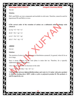Inorganic Chemistry - Topic Wise Multiple Choice By Malik Xufyan | PDF