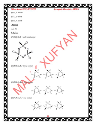 Inorganic Chemistry - Topic Wise Multiple Choice By Malik Xufyan | PDF