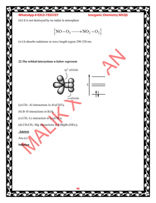 Inorganic Chemistry - Topic Wise Multiple Choice By Malik Xufyan | PDF
