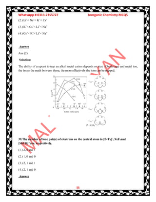 Inorganic Chemistry - Topic Wise Multiple Choice By Malik Xufyan | PDF