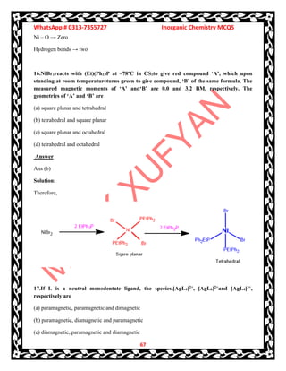 Inorganic Chemistry - Topic Wise Multiple Choice By Malik Xufyan | PDF