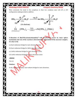 Inorganic Chemistry - Topic Wise Multiple Choice By Malik Xufyan | PDF