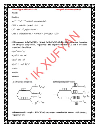 Inorganic Chemistry - Topic Wise Multiple Choice By Malik Xufyan | PDF