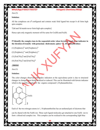 Inorganic Chemistry - Topic Wise Multiple Choice By Malik Xufyan | PDF
