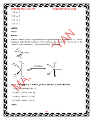Inorganic Chemistry - Topic Wise Multiple Choice By Malik Xufyan | PDF