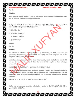 Inorganic Chemistry - Topic Wise Multiple Choice By Malik Xufyan | PDF