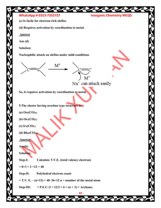 Inorganic Chemistry - Topic Wise Multiple Choice By Malik Xufyan | PDF