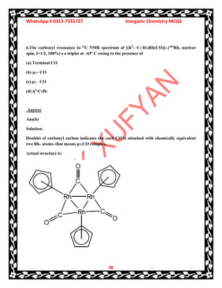 Inorganic Chemistry - Topic Wise Multiple Choice By Malik Xufyan | PDF