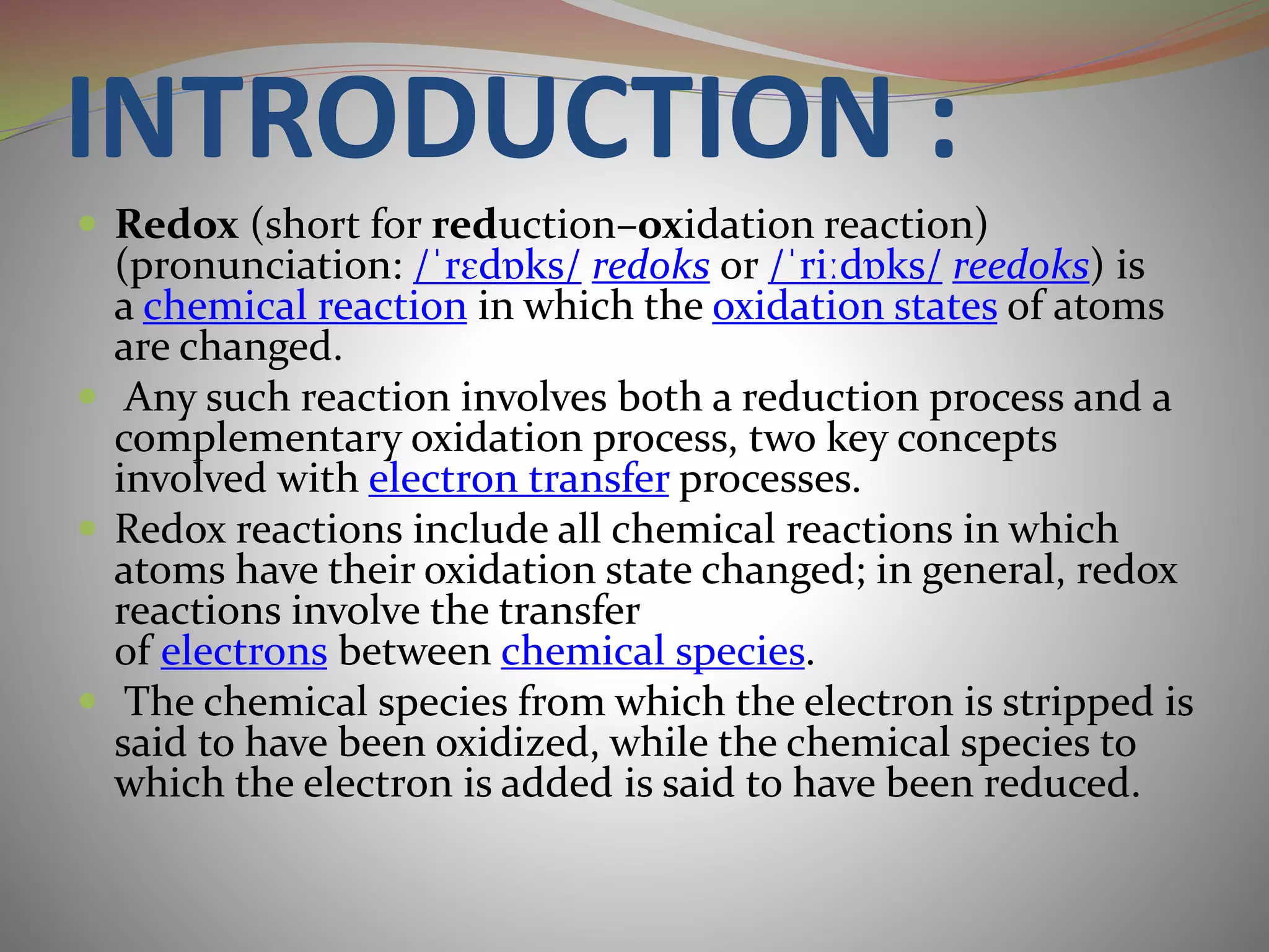 REDOX REACTION : inner & outer sphere Complimentary & non-complimentary ...