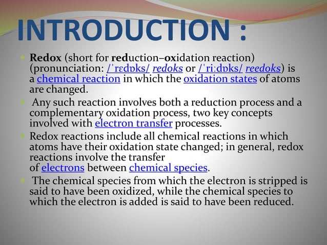 REDOX REACTION : inner & outer sphere Complimentary & non-complimentary ...