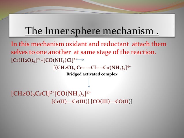 REDOX REACTION : inner & outer sphere Complimentary & non-complimentary ...