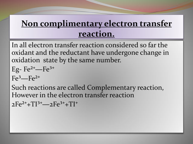 REDOX REACTION : inner & outer sphere Complimentary & non-complimentary ...