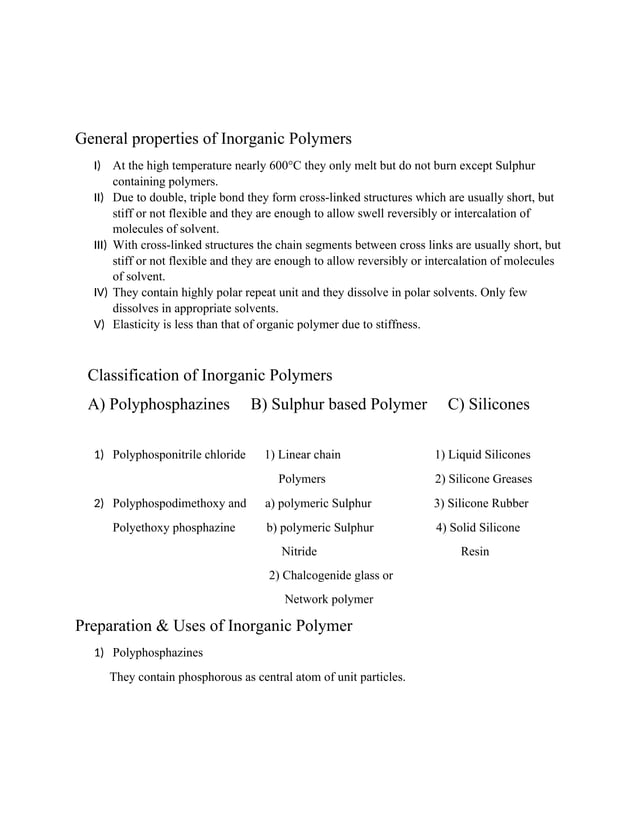 Inorganic Polymers Of Inorganic Chemistry | PDF