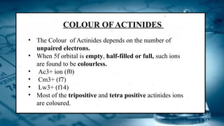 Colors of actinides and transitions in actinide series | PPTX ...