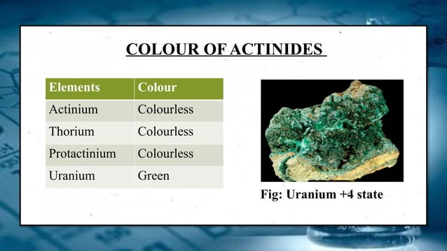 Colors of actinides and transitions in actinide series | PPTX ...
