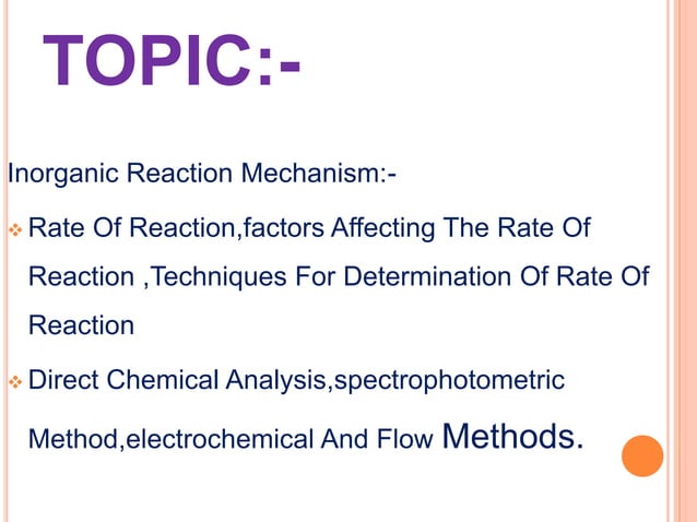 Inorganic REACTION MECHANISM | PPTX | Chemistry | Science