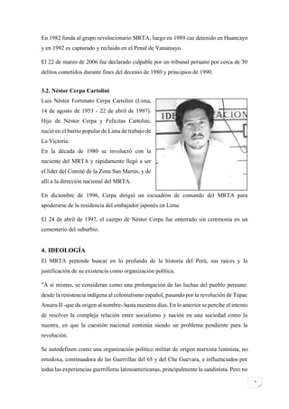 MOVIMIENTO REVOLUCIONARIO TÚPAC AMARU (MRTA)-INORME ACADEMICO | PDF