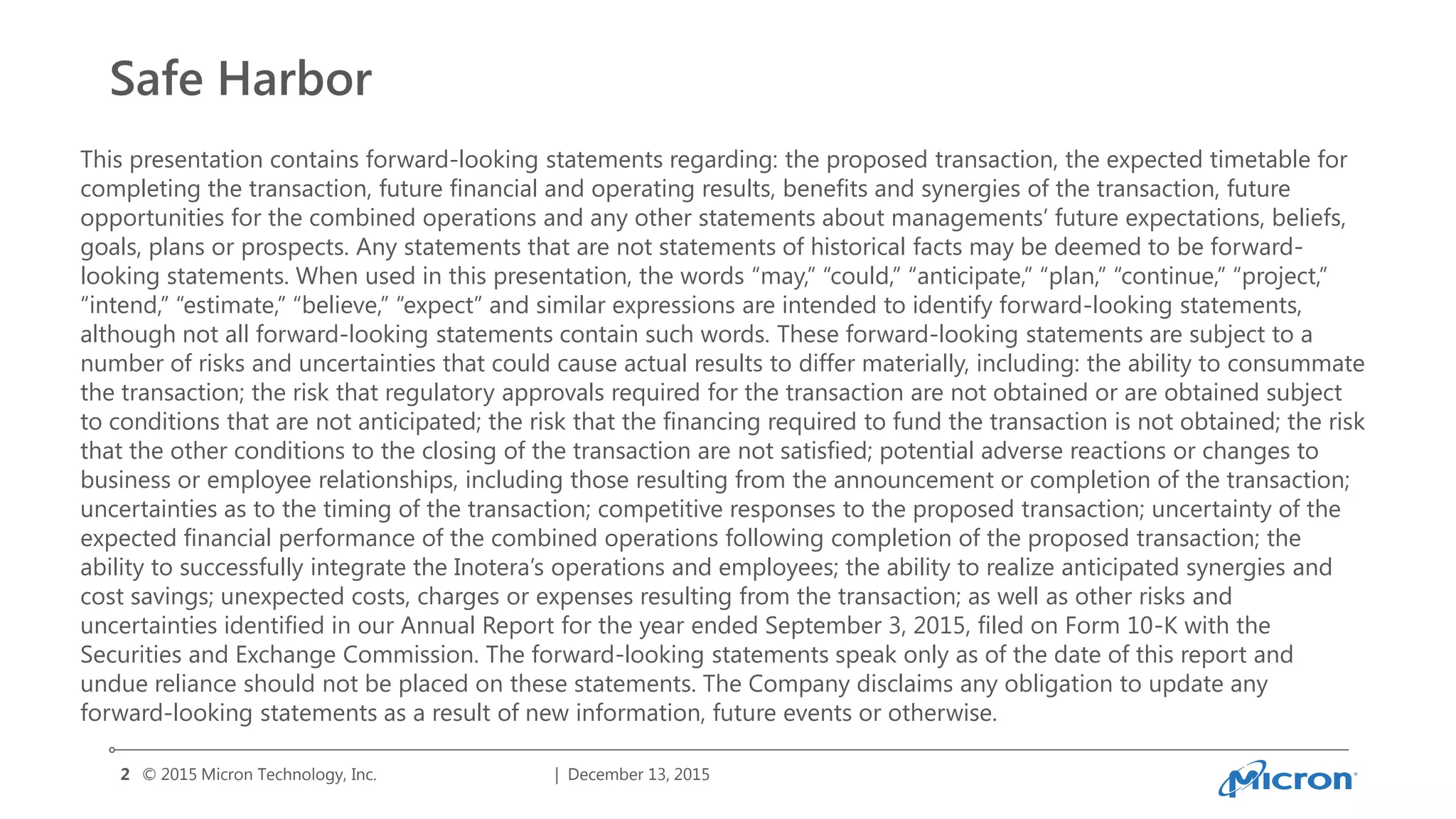 Inotera acquisition investor_presentation | PDF | Business Accounting ...