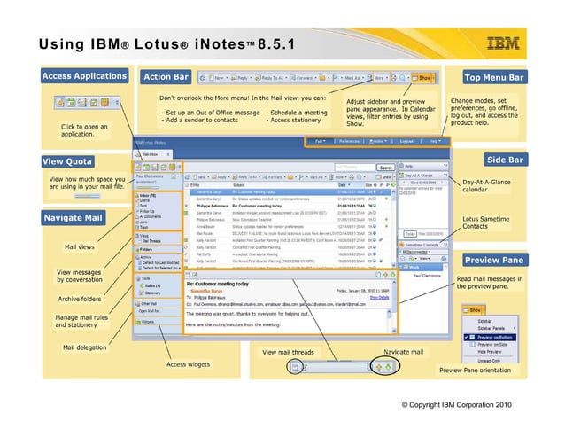 Lotus iNotes 8.5.1 Reference Card | PPT