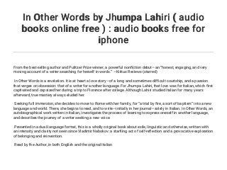 In other words by jhumpa lahiri - pagtrue