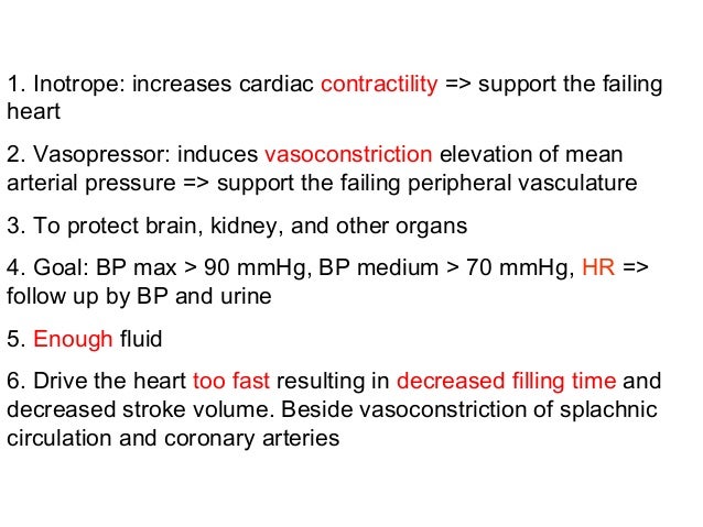 Inotropes and vasopressors