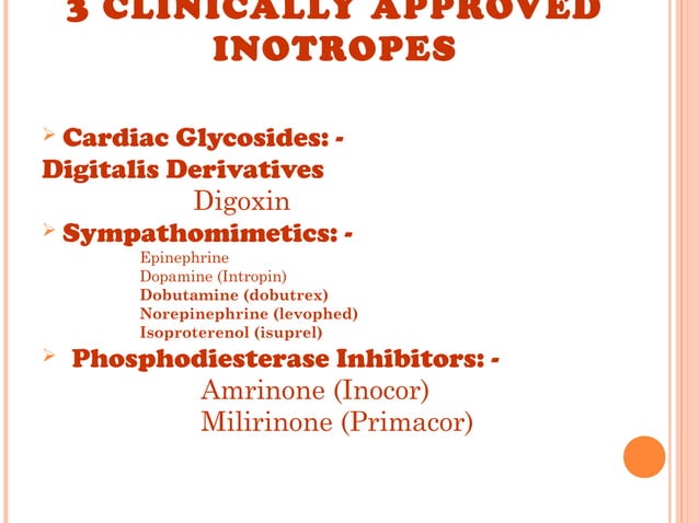 Inotropes | PPT | Heart and Cardiovascular Diseases | Diseases and ...