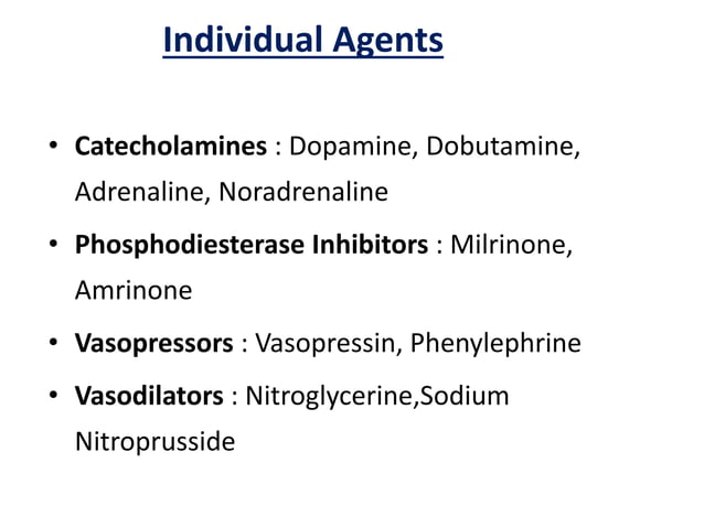 Inotropes & vasoactive agents | PPTX | Heart and Cardiovascular ...