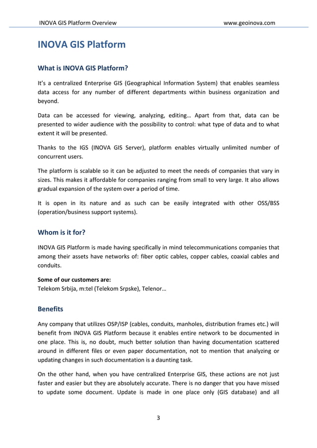 INOVA GIS Platform | PDF