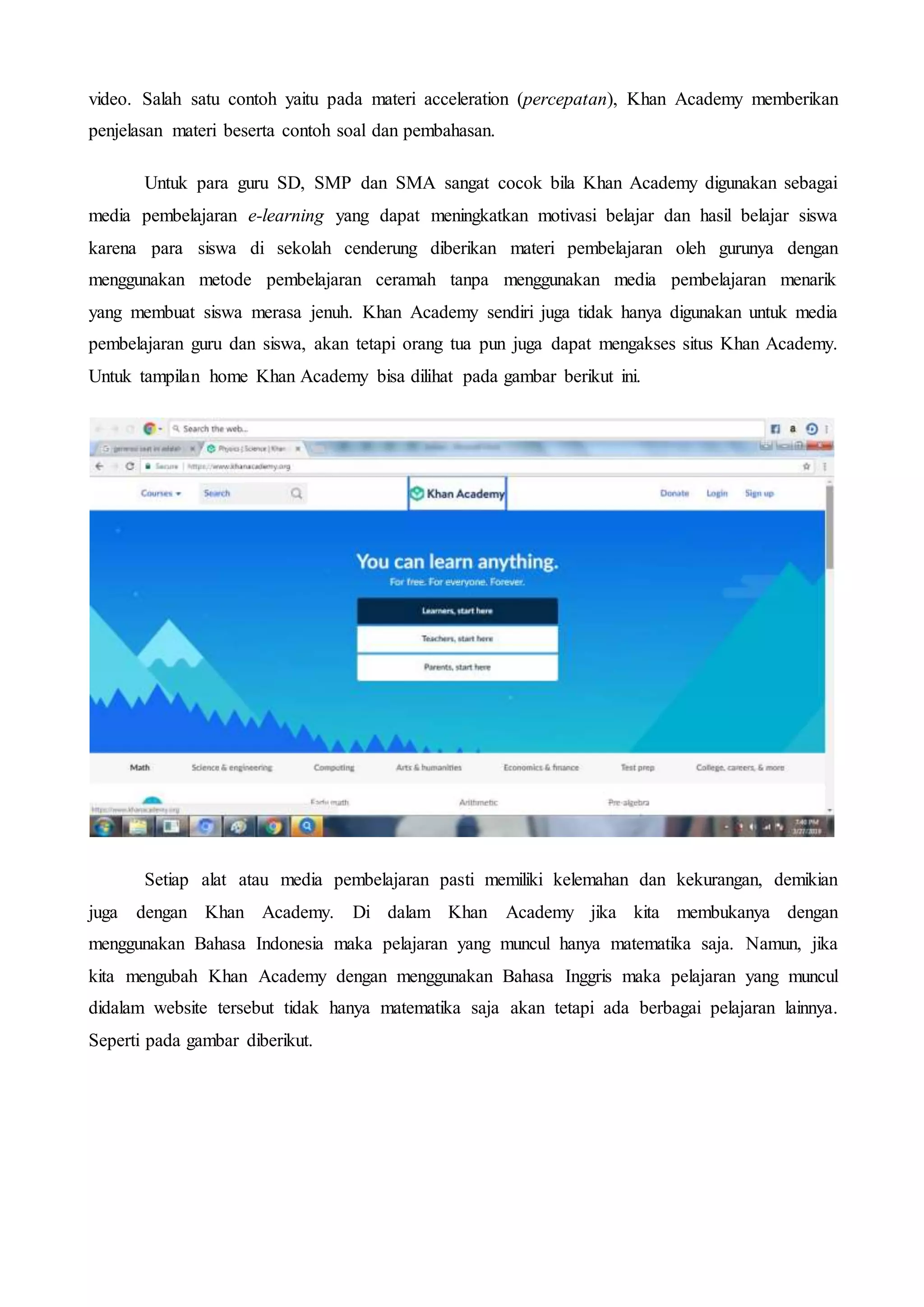 Review Khan Academy Tugas Inovasi Pembelajaran | DOCX