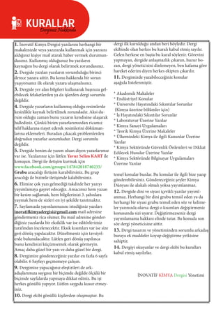 İnovatif Kimya Dergisi Sayı-23 | PDF
