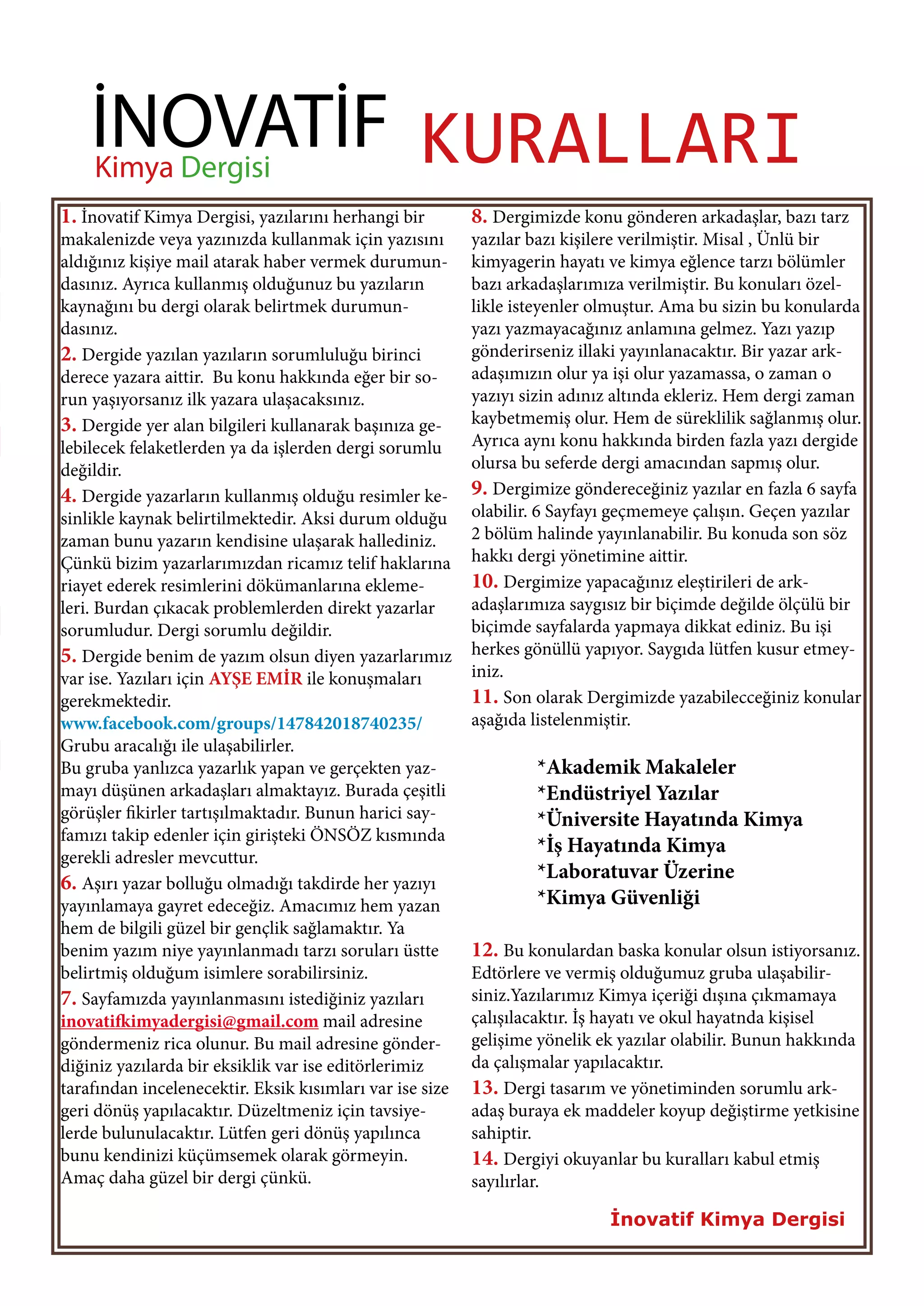 İnovatif Kimya Dergisi Sayı-6 | PDF