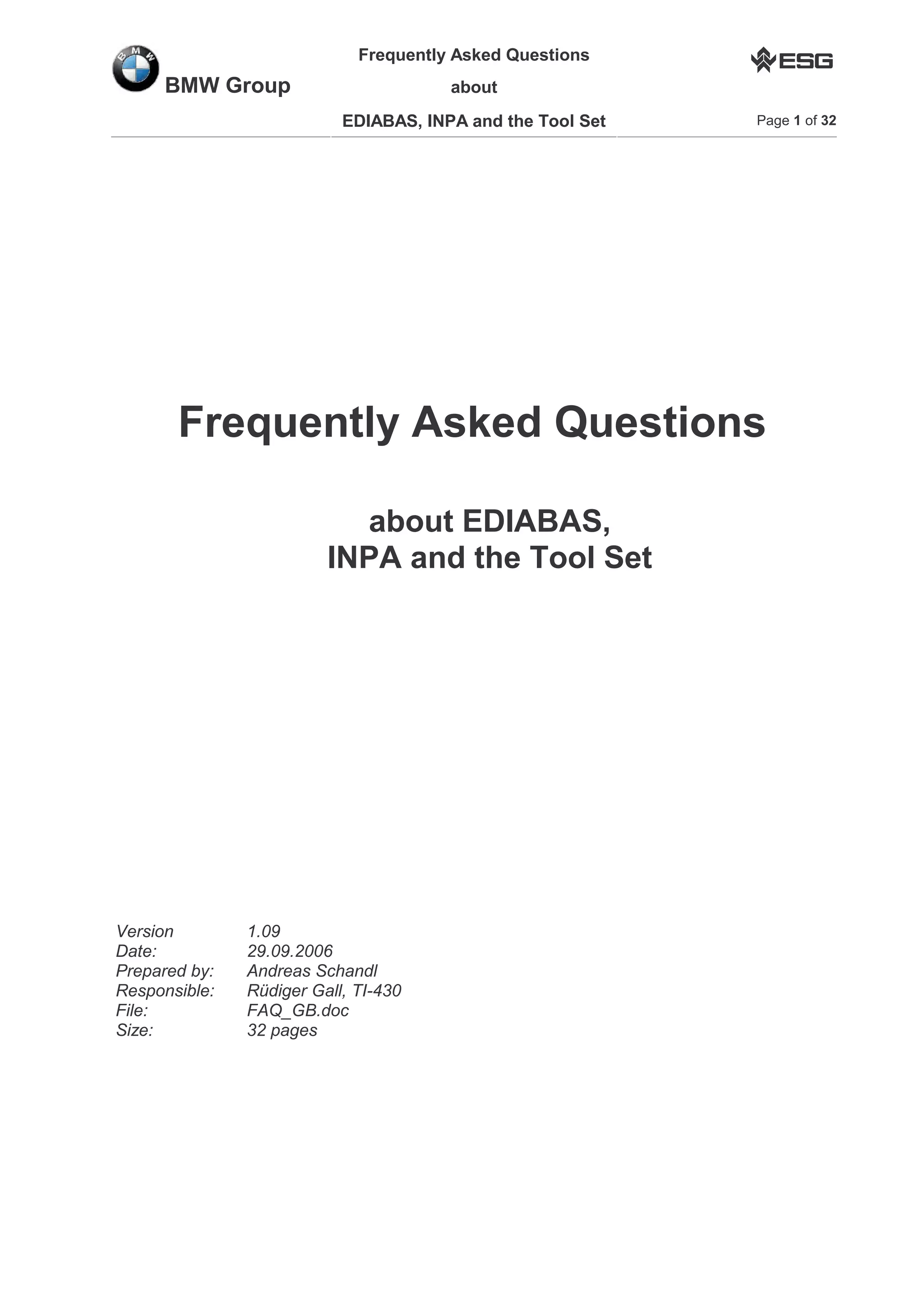 OBD365-FAQ BMW INPA, EDIABAS, and Tool set | PDF