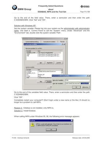OBD365-FAQ BMW INPA, EDIABAS, and Tool set | PDF