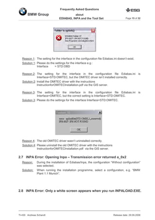 OBD365-FAQ BMW INPA, EDIABAS, and Tool set | PDF