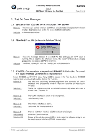OBD365-FAQ BMW INPA, EDIABAS, and Tool set | PDF
