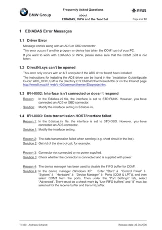 OBD365-FAQ BMW INPA, EDIABAS, and Tool set | PDF