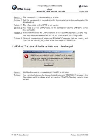 OBD365-FAQ BMW INPA, EDIABAS, and Tool set | PDF